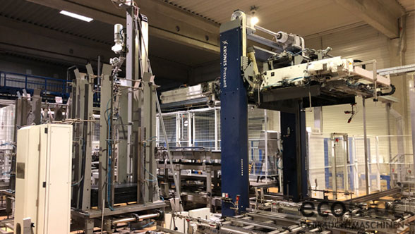 Used bulk glass sweep-off depalletiser # 10-23569 - ecomac